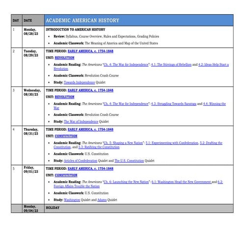 American History Fall 2023 Schedule - Academic.pdf