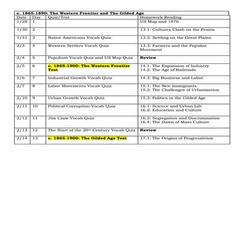 American history ii spring 2020 pacing guide revised 3.10.20