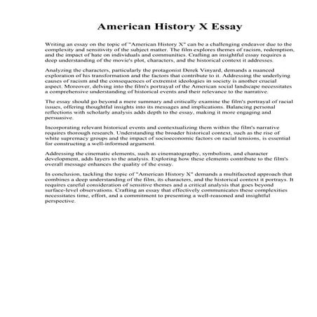 American History X Essay. Park University | PDF | Debated Sensitive ...