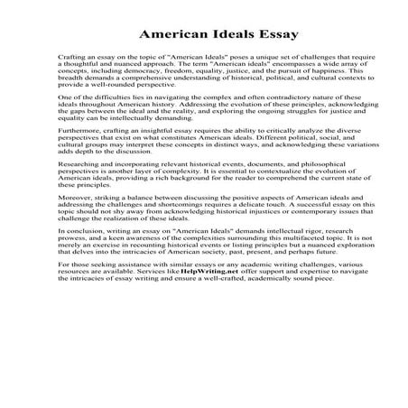 American Ideals Essay | PDF