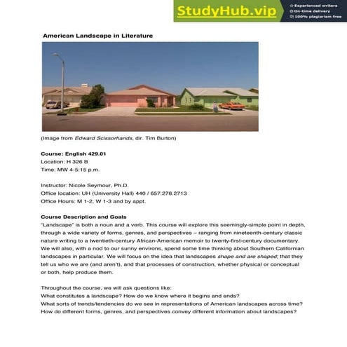 American Landscape In Literature Syllabus | PDF