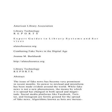 American Library AssociationLibrary Technology R E .docx