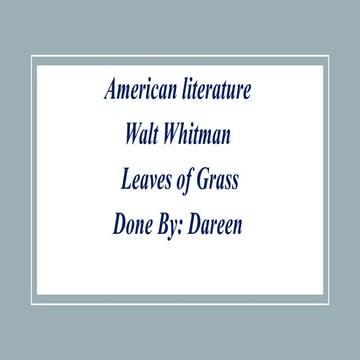 American literature (1) Walt Whitman | PPT