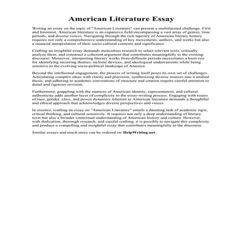 American Literature Essay | PDF