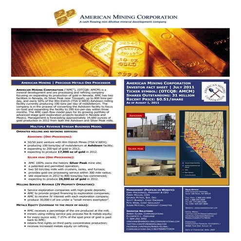 American mining corp fact sheet july 25 11 | PDF