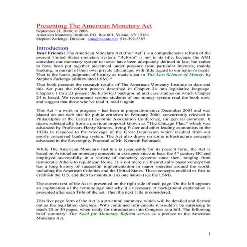 American Monetary Act by Stephen Zarlenga | RTF