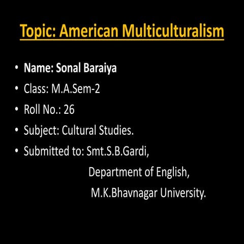 American multiculturalism. | PPTX