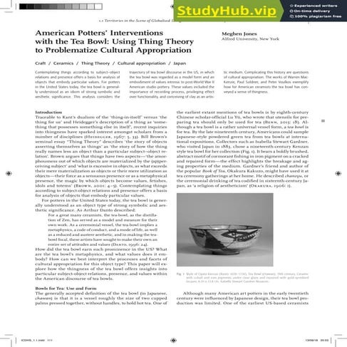 American Potters Interventions with the Tea Bowl Using Thing Theory to ...