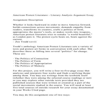 American Protest Literature - Literary Analysis Argument Essay .docx