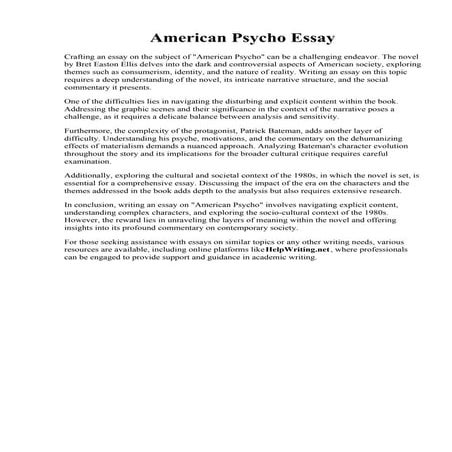 American Psycho Essay | PDF