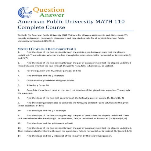 American public university math 110 complete course | PDF