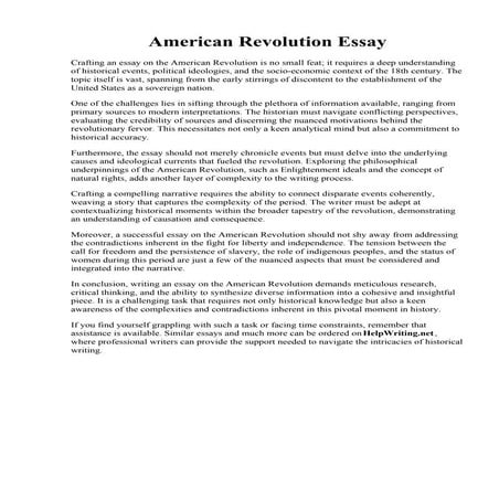 American Revolution Essay | PDF