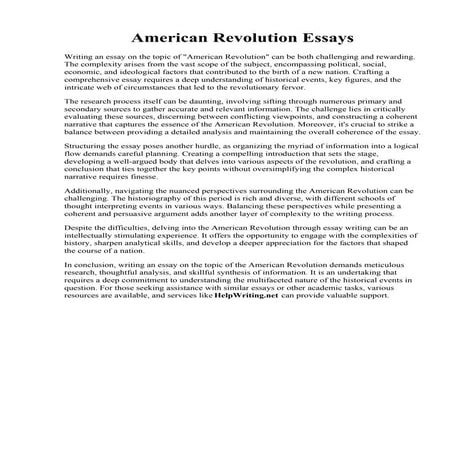 American Revolution Essays. American revolution Essay Example Topics ...