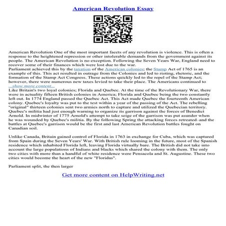 American Revolution Essay Topics | PDF