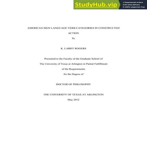 American Sign Language Verb Categories Within Constructed Action | PDF