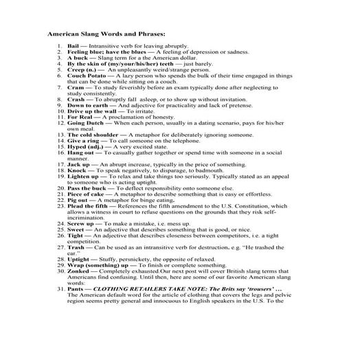 American slang words and phrases | PDF