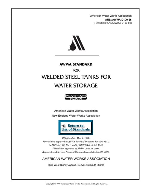 AWWA C652-11-Previews Desinfeccion of Water Storage Facilities | PDF ...