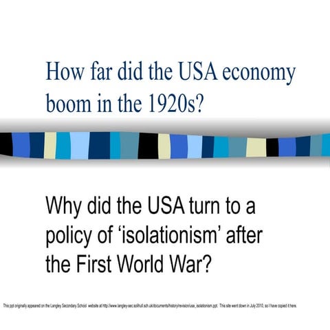America United States isolationism 1920s.ppt