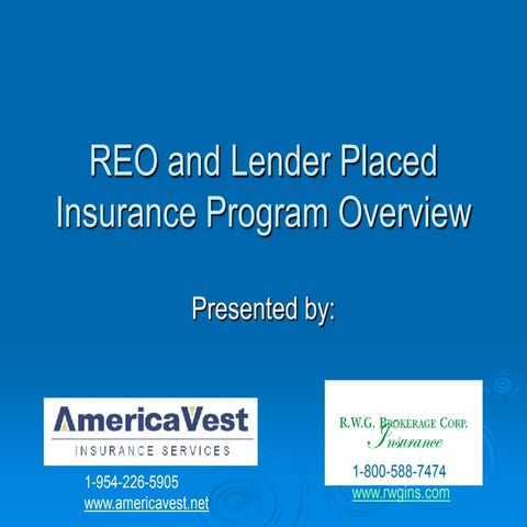 America Vest Lender Placed Program Overview | PDF