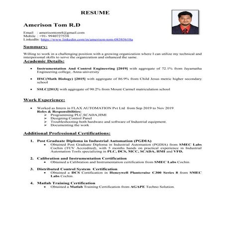 Amerison tom resume2021 | PDF