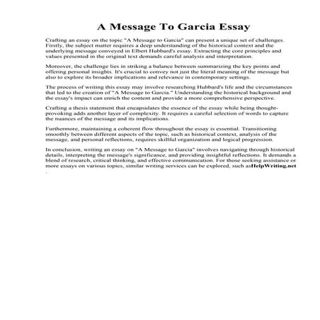 A Message To Garcia Essay. Letter To Garcia Pdf | PDF