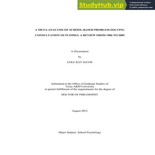 A Meta-Analysis Of School-Based Problem-Solving Consultation Outcomes A ...
