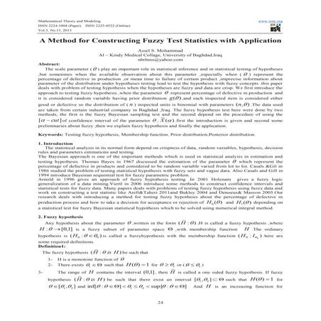 A Method For Constructing Fuzzy Test Statistics With Application Pdf