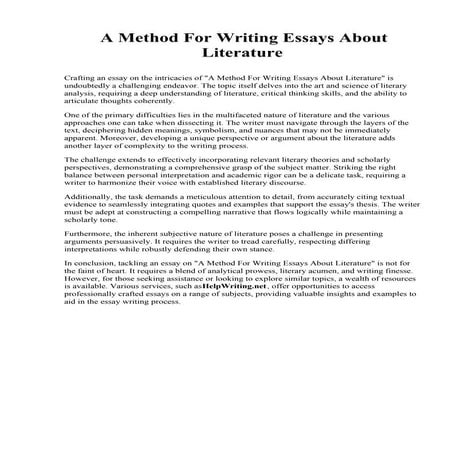 A Method For Writing Essays About Literature.pdf