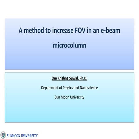 A method to increase fov in e beam microcolumn | PPTX