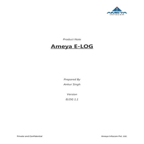 Ameya E-log Product Note | PDF