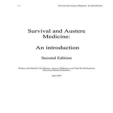 Survival and Austere Medicine introduction final 2 | PDF