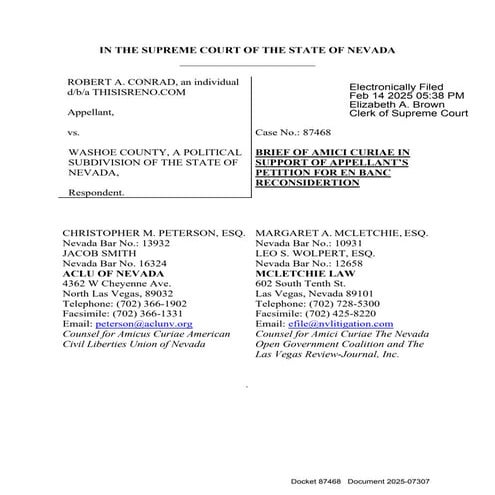 Nevada Open Government Coalition, ACLU, Las Vegas Review Journal urge ...