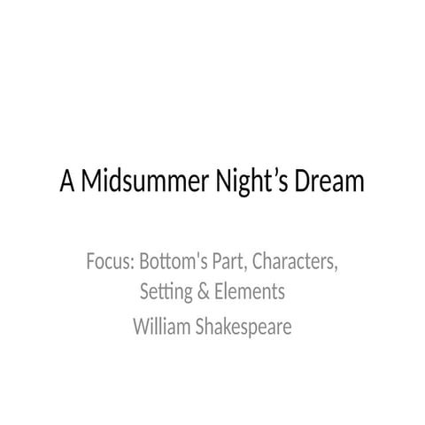 Setting Analysis in "A Midsummer Night's Dream" by William Shakespeare ...
