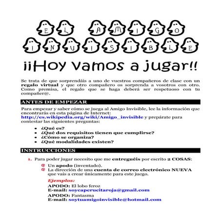 Amigo Invisible - Ficha Alumno | PDF