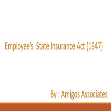 Employees' State Insurance | PPTX