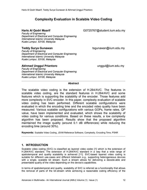 Complexity Analysis In Scalable Video Coding Pdf