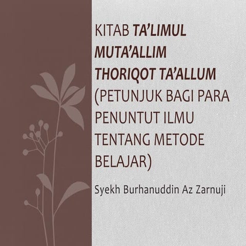Kitab ta’limul muta’allim [1] | PDF