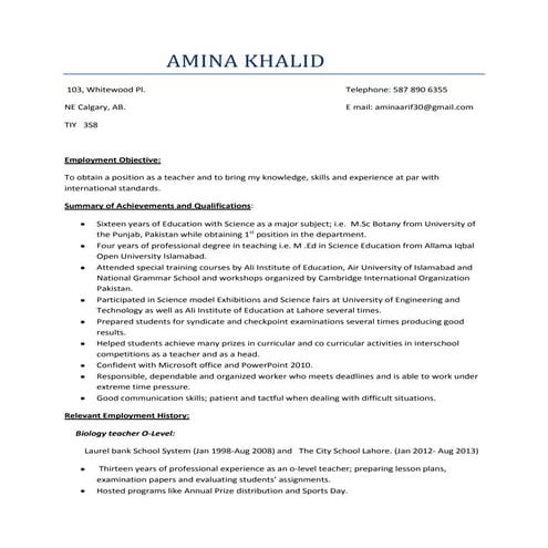 Amina khalid cv | DOCX