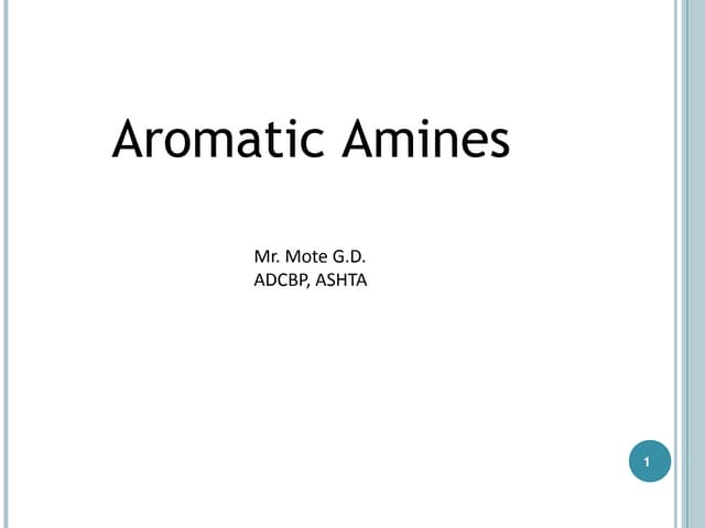 Aliphatic amines part i | PPTX