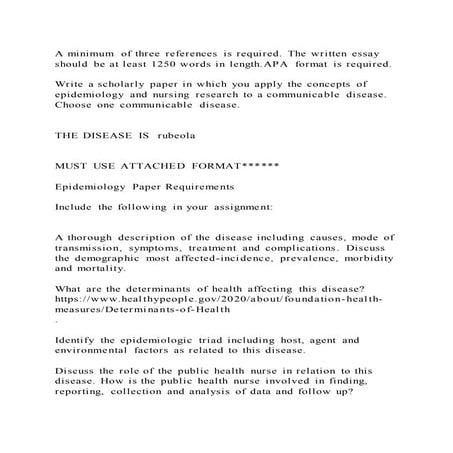 A minimum of three references is required. The written essay should | DOCX