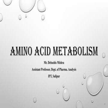 Amino acid metabolism, Urea Cycle, Biochemistry, B.Pharm & D.Pharm | PPTX