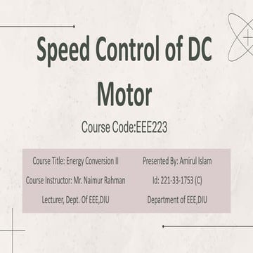 Speed Control of DC Motor presentation for education | PPT