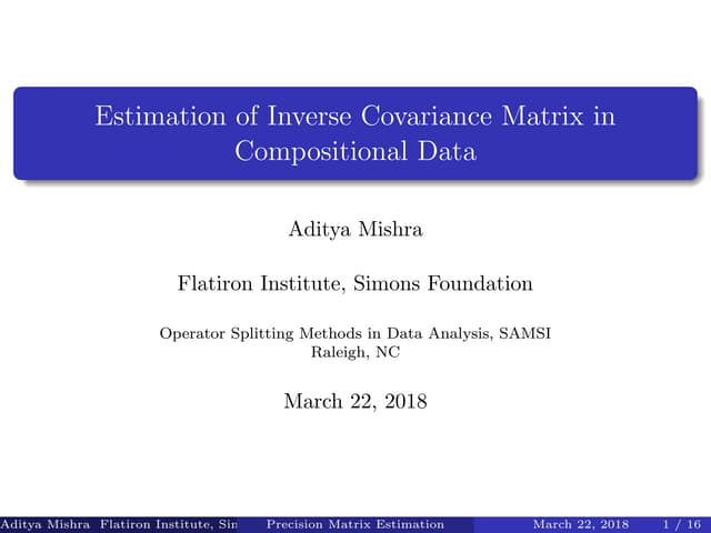 Qmc Operator Splitting Workshop Estimation Of Inverse Covariance