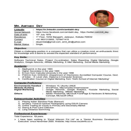 Amitabh résumé | DOCX | Computing | Technology & Computing