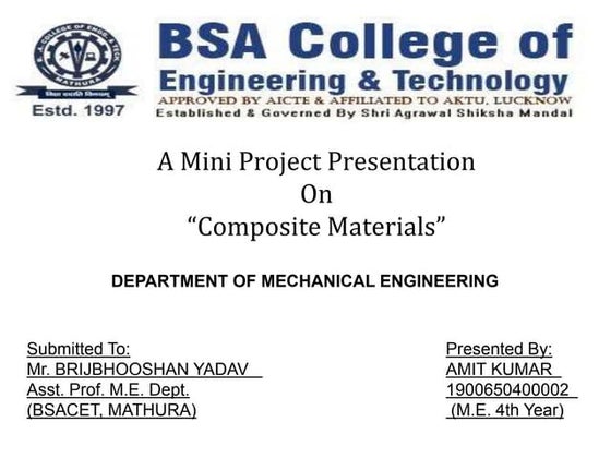 Composite Materials engineering subject 4 | PPTX