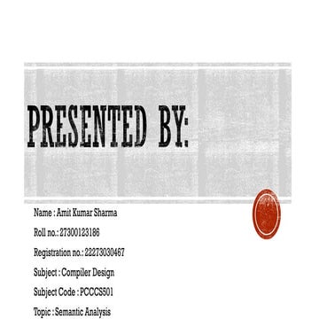 Semantic Analysis and its types in compiler design | PDF