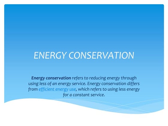 Project on Energy Conservation | PDF