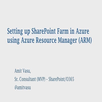 Setting up SharePoint Farm in Azure using Azure Resource Manager (ARM ...
