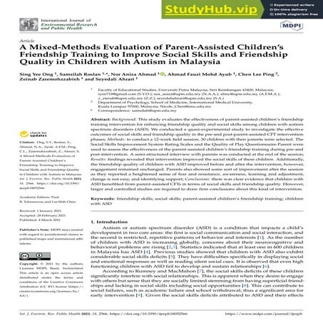 A Mixed-Methods Evaluation Of Parent-Assisted Children S Friendship ...