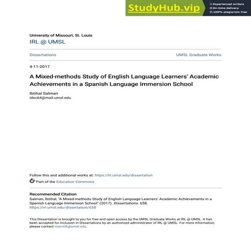 A Mixed-Methods Study Of English Language Learners Academic Achievements In A Spanish Language ...
